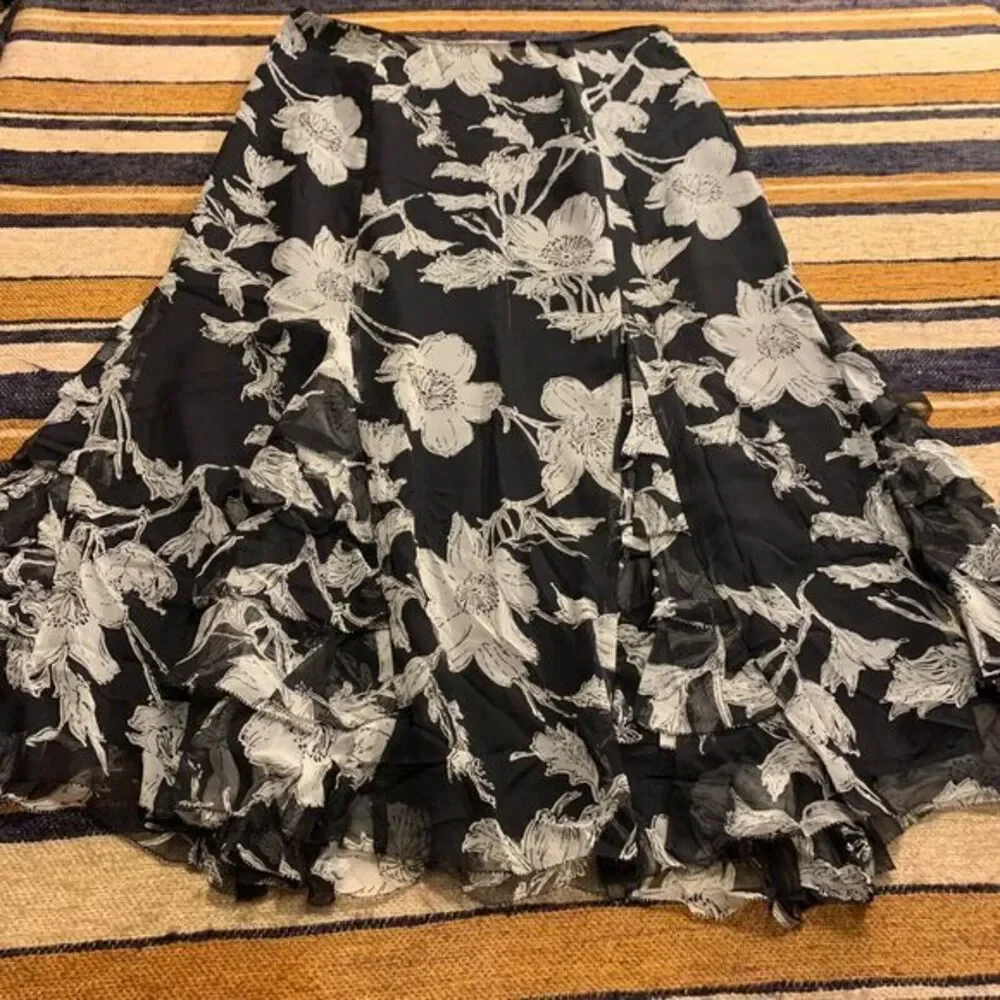 Charter Club | Skirts | Vintage Skirt Charter Club Silk Black Floral ...